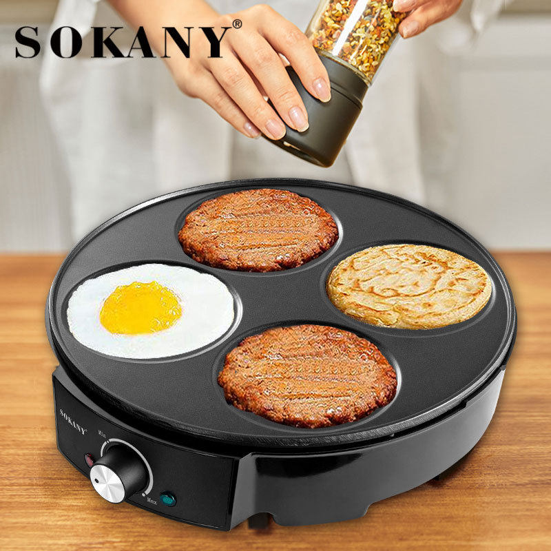 跨境SOKANY1003煎饼机煎蛋4孔饼家用汉堡蛋糕早餐机烙饼双面加热