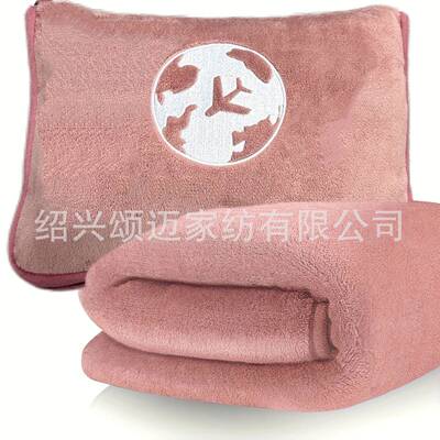 车直销多款功能XTK二合一汽抱毯新地枕球法兰绒拉链折叠旅行毯
