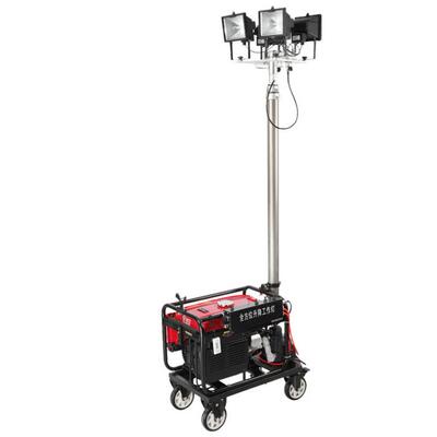 汽油发电机配移动式遥控升降照明灯组车4x100W灯LED2KW市电