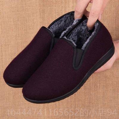 高档老爸北布鞋冬季男款爸棉鞋老年老人加绒保暖软底头爷爷防滑棉