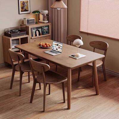 桌实木餐桌出房用方长桌胡桃木吃饭子小户型家用桌租椅HIK餐饮商