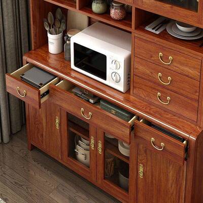 式2205新款餐边柜实木框靠墙一体储物柜家VXG用客厅茶水柜大中容