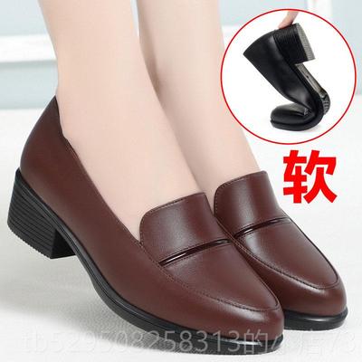 高档单鞋真皮皮软底软舒适025年款妈妈鞋中年2中老年中春跟女士皮