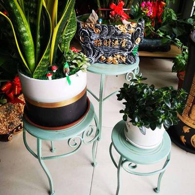 HY0413Y花花凳架户外铁艺阳台落地式庭院花园客厅盆架装饰多层景