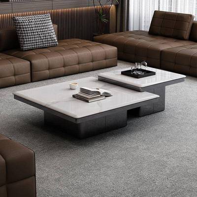 极简方形茶轻奢大理石CQY奢石厅岩板家用客代简约几现组合