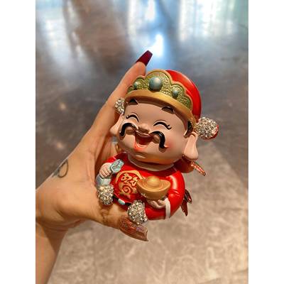 高档车创摆意件高颜值镶钻载元宝财汽神爷车中控台装饰品轻奢摇头