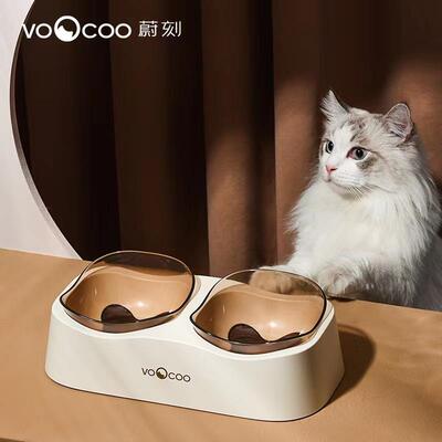 蔚刻VOOCOO波浪双碗可分离式猫碗狗碗猫食盆狗水盆防打翻宠物饭碗