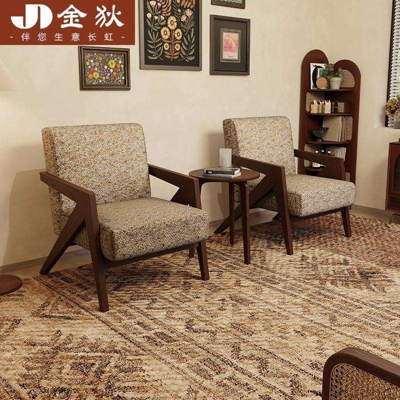 实木桌椅组合商务理查德酒吧休息区接待沙发椅商用家具餐桌轻奢