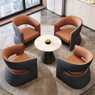 办公室洽谈沙发轻奢商务洽谈沙发桌椅组合4S店休息区单人沙发椅