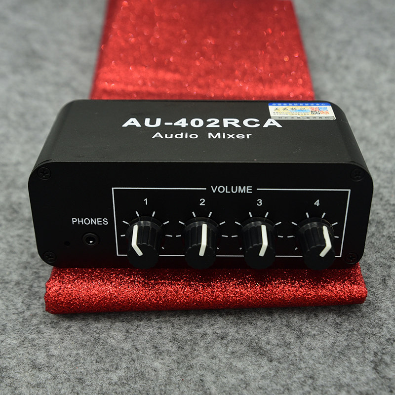 Rca双莲花立体双声道多组4合1音频入四进出一路输出音乐合混音器