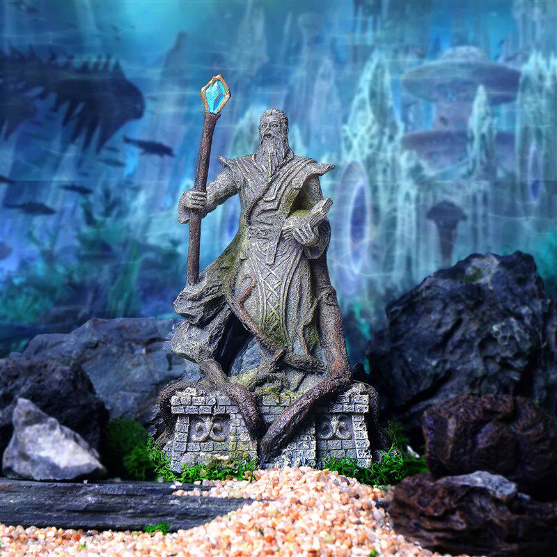 老法师躲避屋鱼缸造景小摆件观赏生态鱼缸装饰造景爬宠守宫摆件
