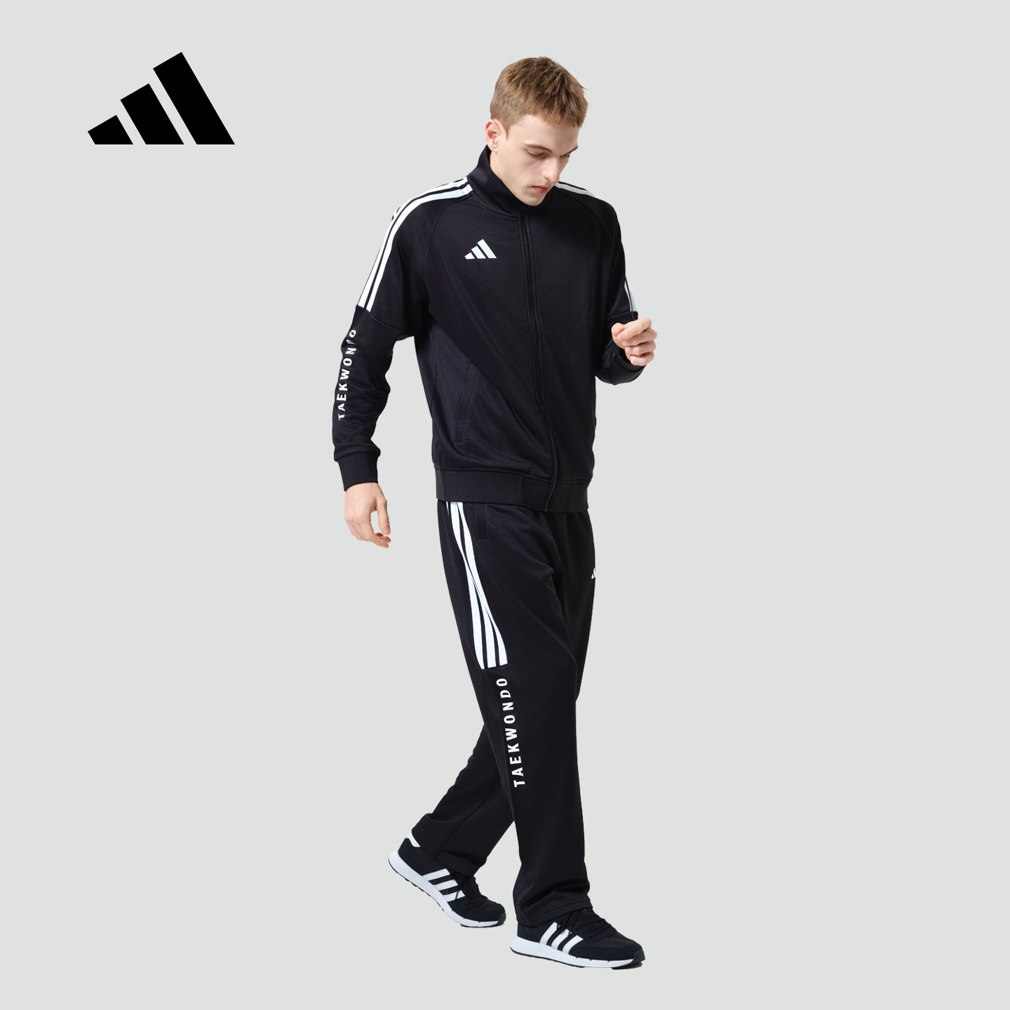 Adidas/阿迪达斯运动服套装男士秋季立领夹克外套直筒长裤组合