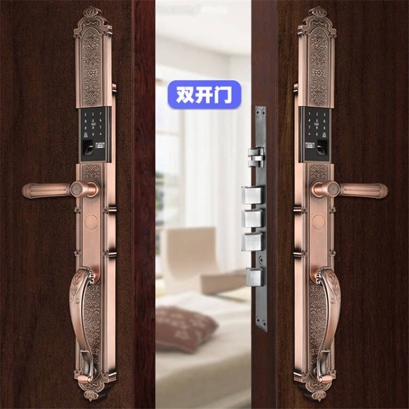 双开欧式别墅大门指纹锁加长对开铜门电子密码锁双开防盗门智能锁