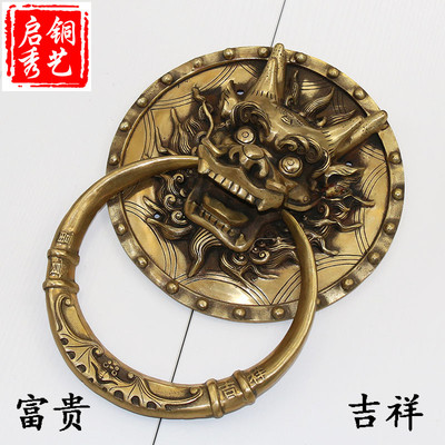 中式仿古门环实木门手拉手大门拉环龙头把拉铜复古拉手庙门大大手