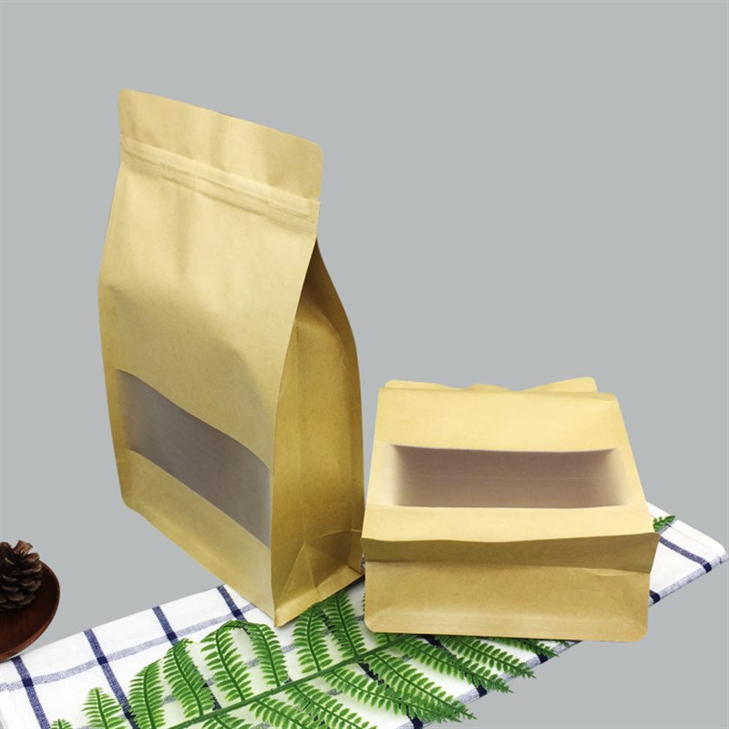八边封牛皮纸包装袋子加厚干糖果杂粮坚饼红枣地方土产休闲食品袋