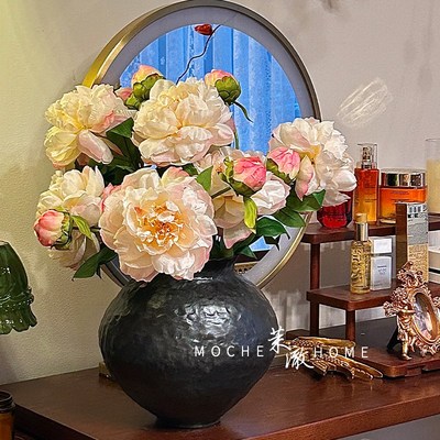 茉澈新款芍药假花仿真花摆设高级感逼真花艺摆件花束餐桌新家花瓶