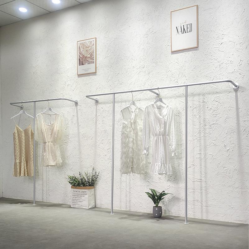 女装店货架银色服装店展示架上墙服装架落地式挂衣架子侧挂陈列架