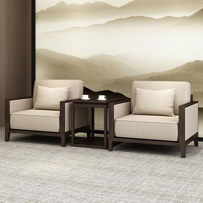 会议室贵宾接待室会客办公沙发新中式实木现代单人位简约办公室