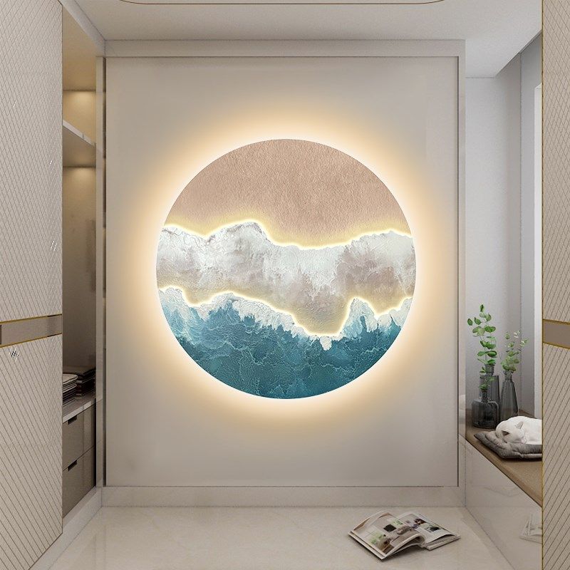 创意led氛围灯画入户玄关装饰画高级感客厅餐厅挂画走廊尽头壁画