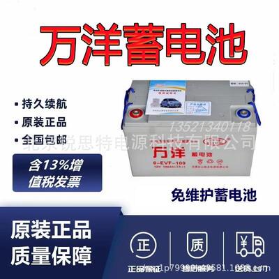 万洋蓄电池6-EVF-75 EVF-100 3-EVF-220天能环卫车8v12v 6v108ah