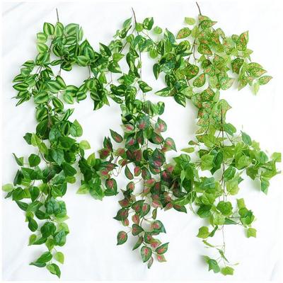 仿真植物壁挂家居装饰绿叶藤蔓墙面装饰塑料藤条吊篮背景墙绿植墙