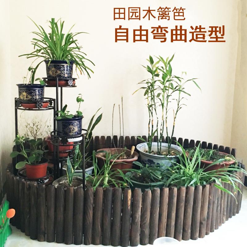 庭院碳化防腐木围拦实木栅栏圆木小篱笆花坛装饰花园护栏连木实惠