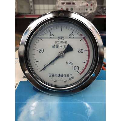 珠峰无锡州耐震轴向带边YN100ZT 100MPA 压力表