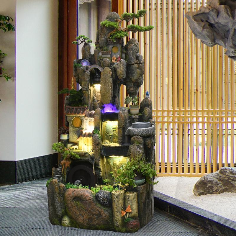 中式假山流水鱼缸装饰摆件室内阳台客厅玄关办公室加湿开业礼品