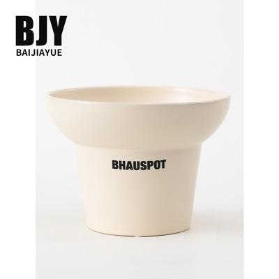 栢嘉越 现代V型口陶瓷花盆 韩国风奶油色系家居小众室内装饰盆器