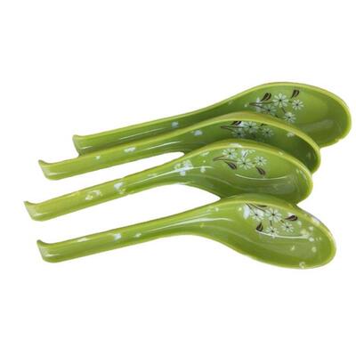 Melamine green spoon with hook, resin spoon, melamine tablew