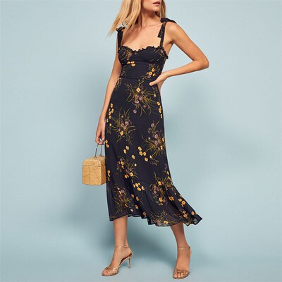 Dresses For Women 2021 Elegant Vintage Floral Dress Frill Sw