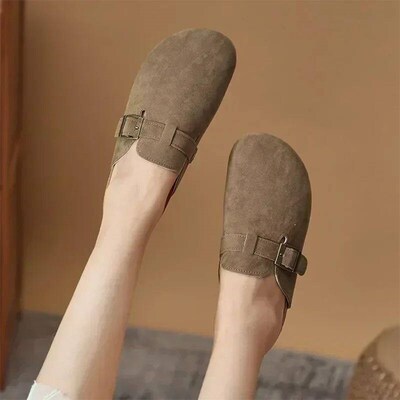 Faux Suede Flat Birken Slippers Women Autumn Vintage Close T