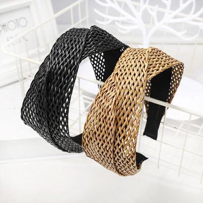 Beach Style Straw Headband Bohe Hair Band Weaving Cross Hair