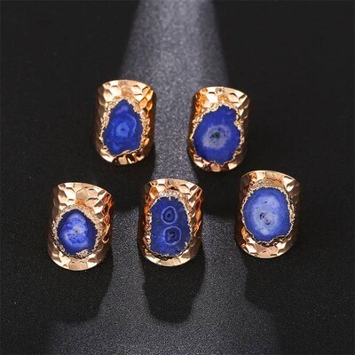 Boho Irregular Natural Stone Agate Slices Sunflower Wide Ope