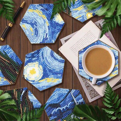 7pcs Diamond Art Coasters Reusable DIY Anti Slip Coasters