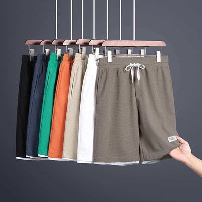Waffles Short Pants Mens Summer Loose Half Casual Pants Fak
