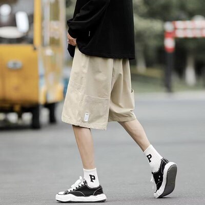 Mens Summer Straight Loose Five-point Pants Casual Pants Cr