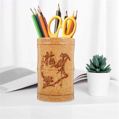 Bamboo Chopstick Holder Pen Pot Brush Organize Stationery