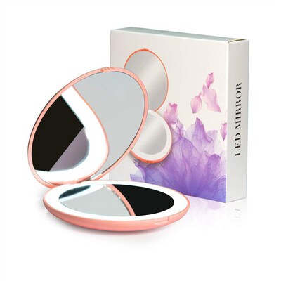 Mini Pocket LED Makeup Mirror Portable Compact 10X Magnifyin