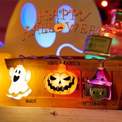 1PC Halloween 10/20 LED Battery Powered String Lights With G