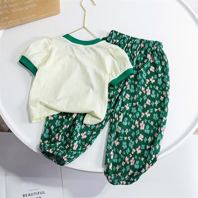 Cute Kids Girls Clothes Sets Summer Cartoon Rabbit Short Sle