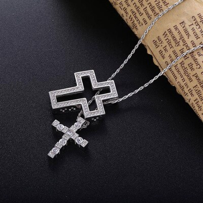 2021 New Sterling Silver Italy Luxulry Double Cross Move0