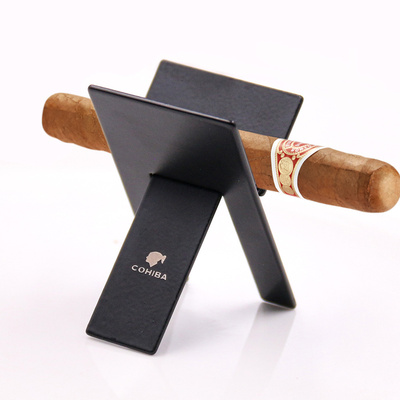 Stainless Steel Foldable Cigar Holder Cohiba Black Ashtray