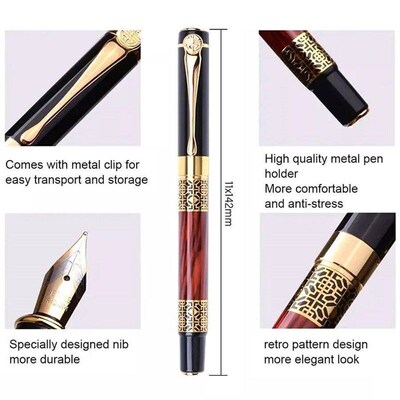 1-100Pcs/Set Retro Metal Fountain Pen Replaceable Ink Elegan