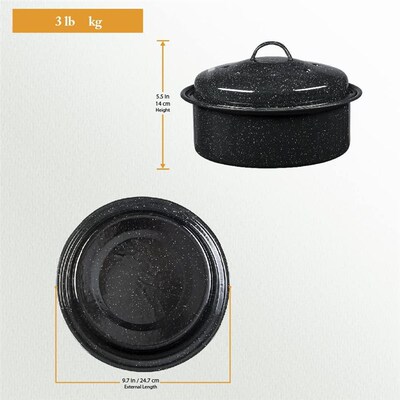 Small Covered Round Roaster Enamel Steel Cookware  Cookware