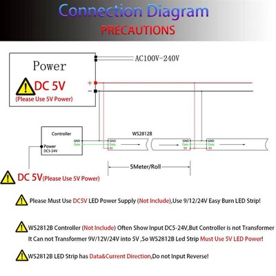 DC5V WS2812B Led Strip light 30/60/74/96/144leds/m Individua