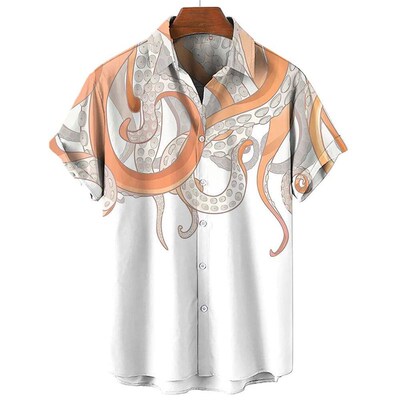 Animal Print Mens Shirt Luxury Octopus Tentacle Pattern Fas