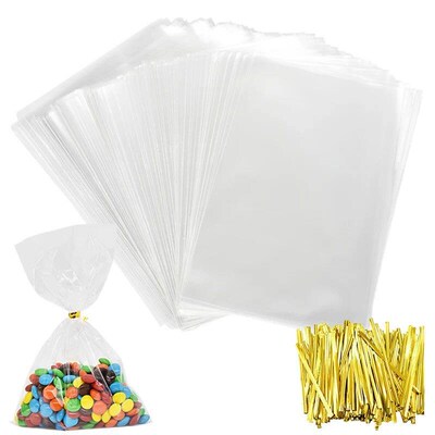100Pcs Transparent Plastic Bags Candy Lollipop Cookie Packag