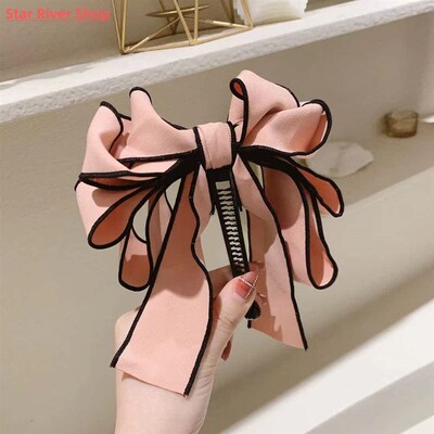 1Pcs /Set Korea Ribbon Bow Banana Clip Vertical Card Ponytai