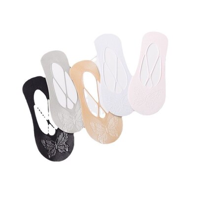 Velvet Butterfly Round Toe Invisible Sockskorean Style Women